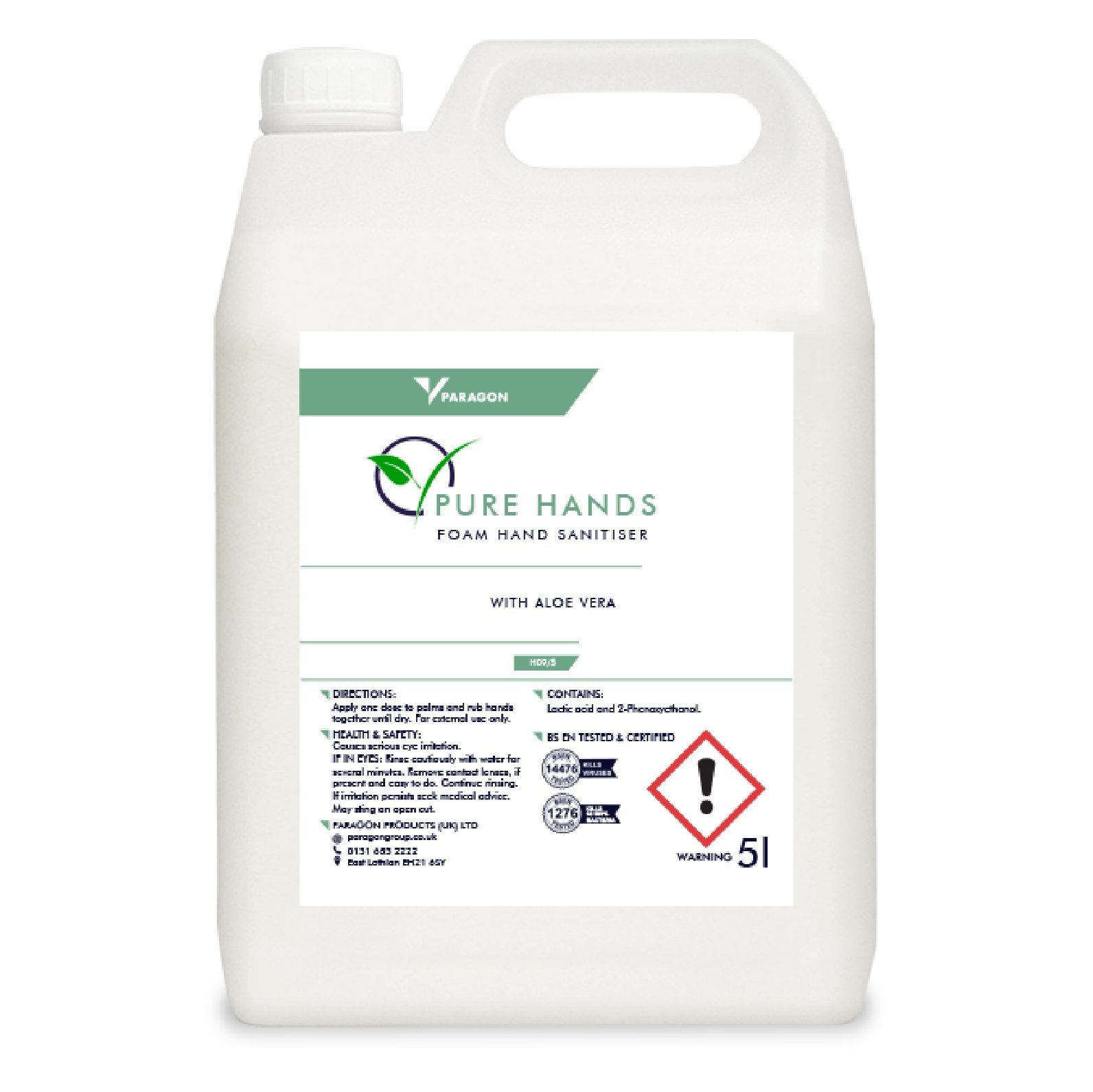 Pure Hands Foam - Natural, alcohol-free hand sanitiser (5L)